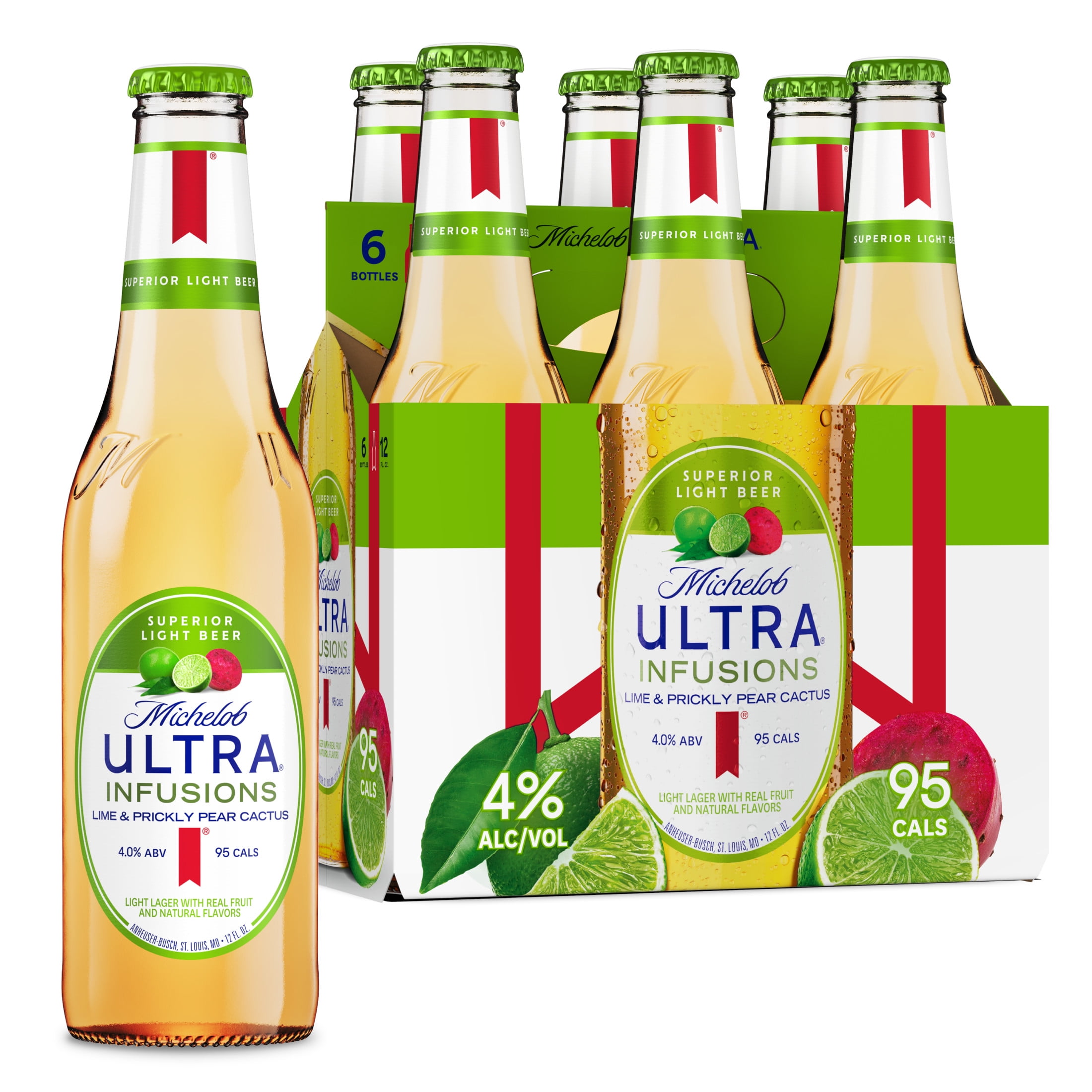 Michelob Ultra Lime Cactus American Beer 6 Pack 12 fl oz Glass Bottles ...