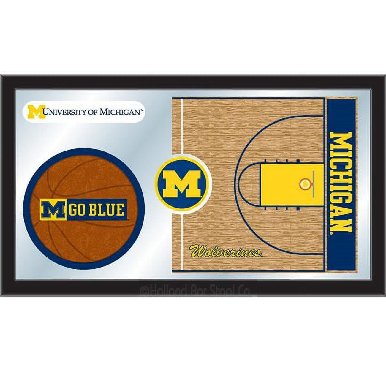 Michigan 15 x 26 in. Basketball Mirror - Black - 15 x 26 x 1 in ...