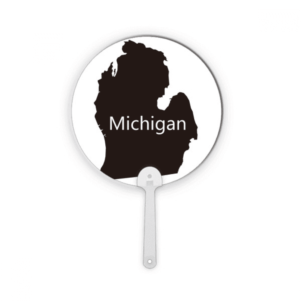 Michigan America USA Map Outline Plastic Round Handheld Fan Decorations ...