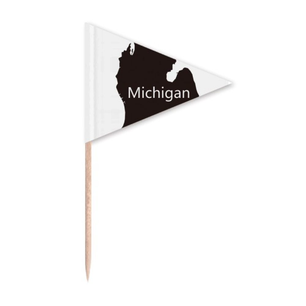 Michigan America USA Map Outline Toothpick Triangle Cupcake Toppers ...