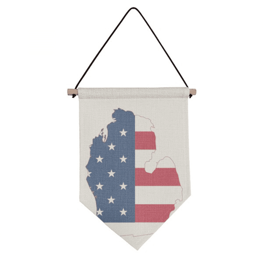Michigan America USA Map Stars tripes Flag Canvas Flag Hanging Wall Art ...