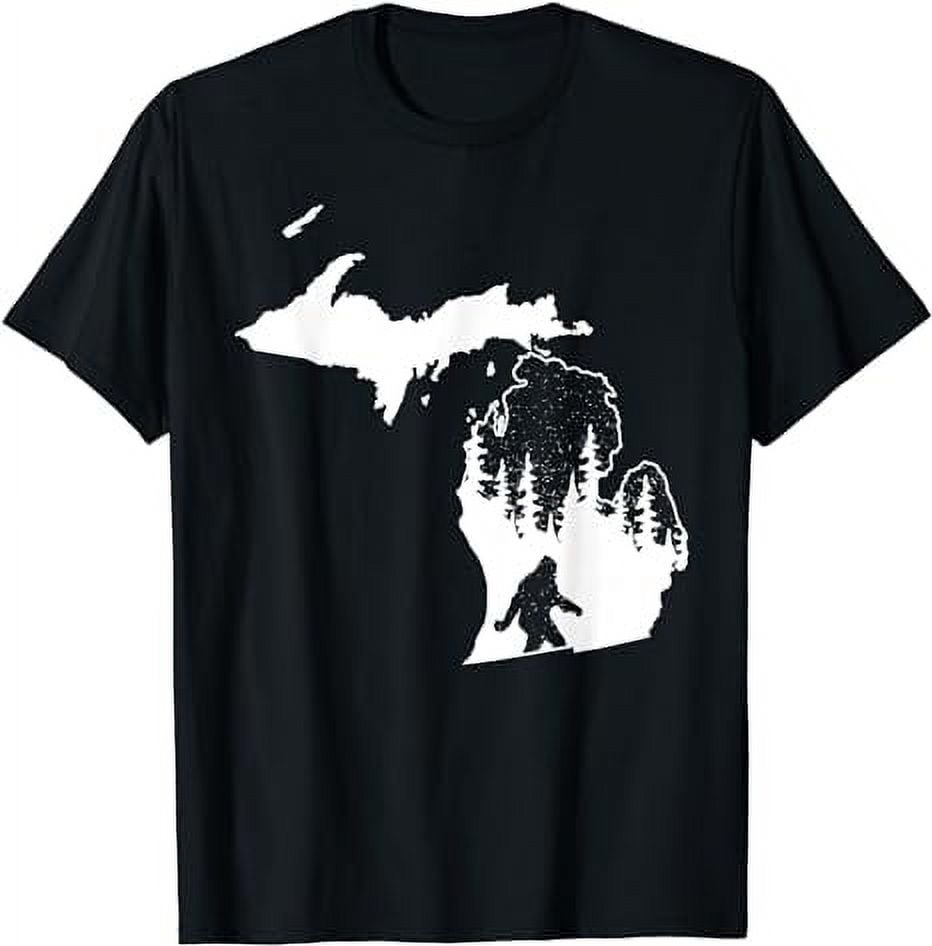 Michigan Bigfoot Sasquatch & Trees Silhouette State Pride T-Shirt ...