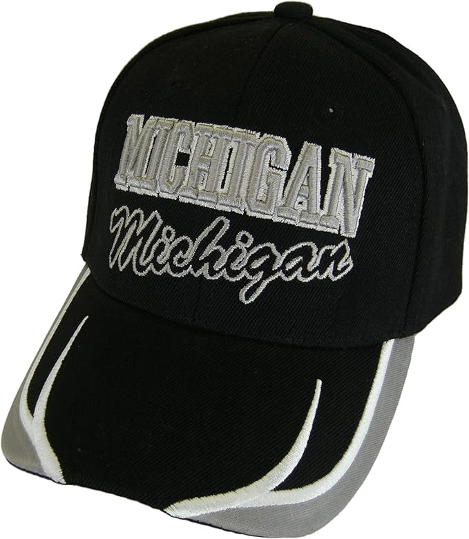 Michigan Block and Script Lettering Baseball Cap with Embroidered Bill ...