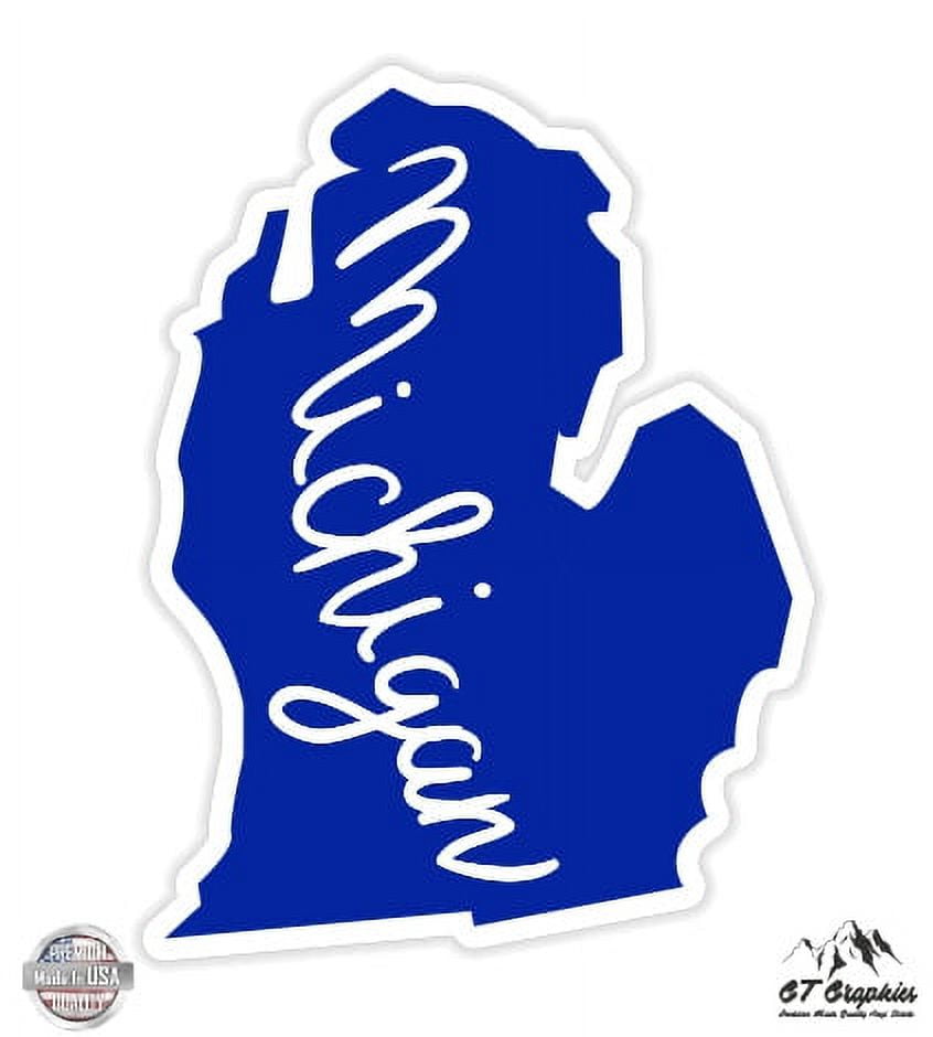 Michigan Blue State Shape - 12" Vinyl Sticker Waterproof Decal ...