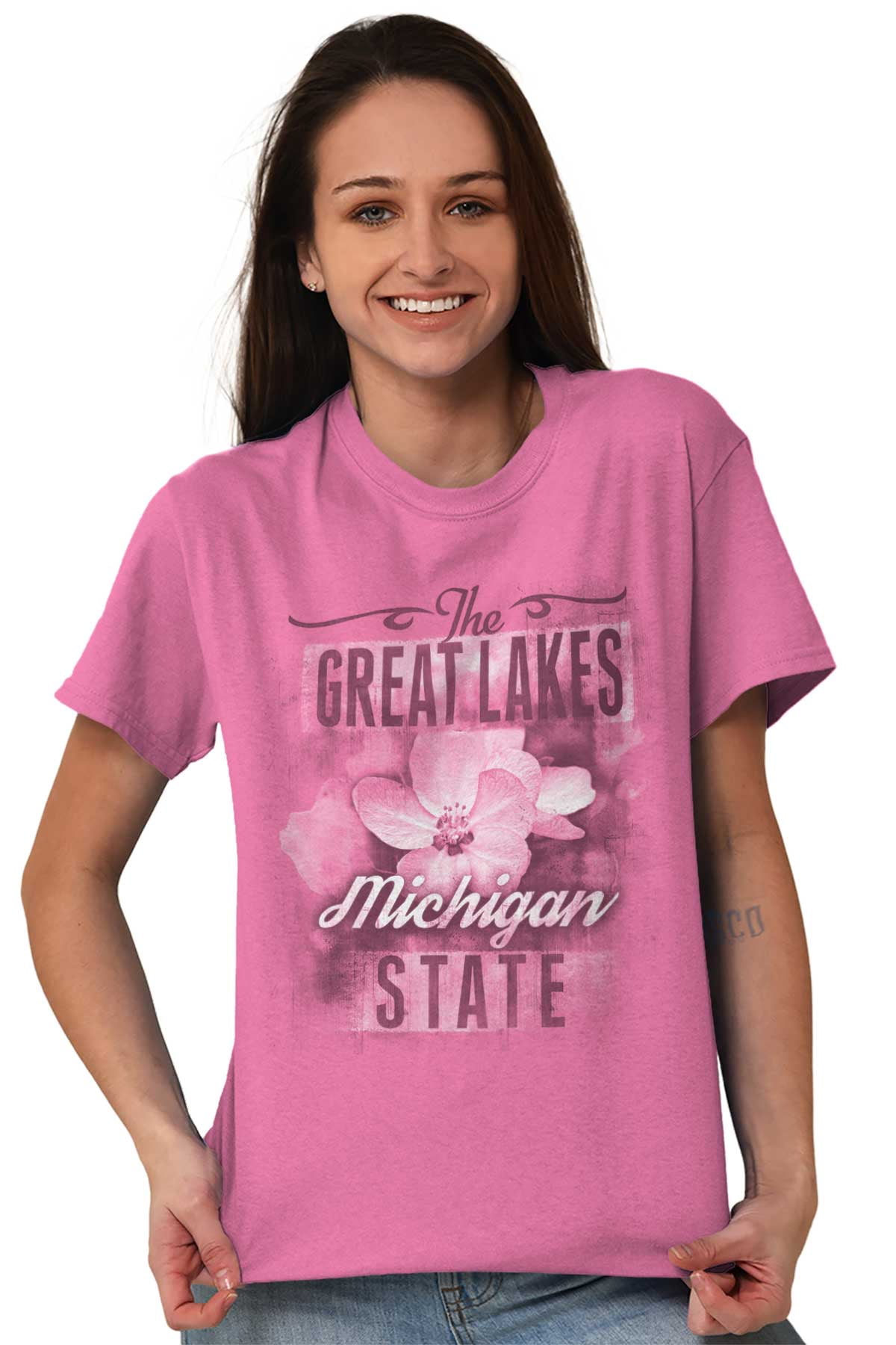 Brisco Brands Michigan Flower Souvenir Graphic Shirt, Women's T-Shirt ...