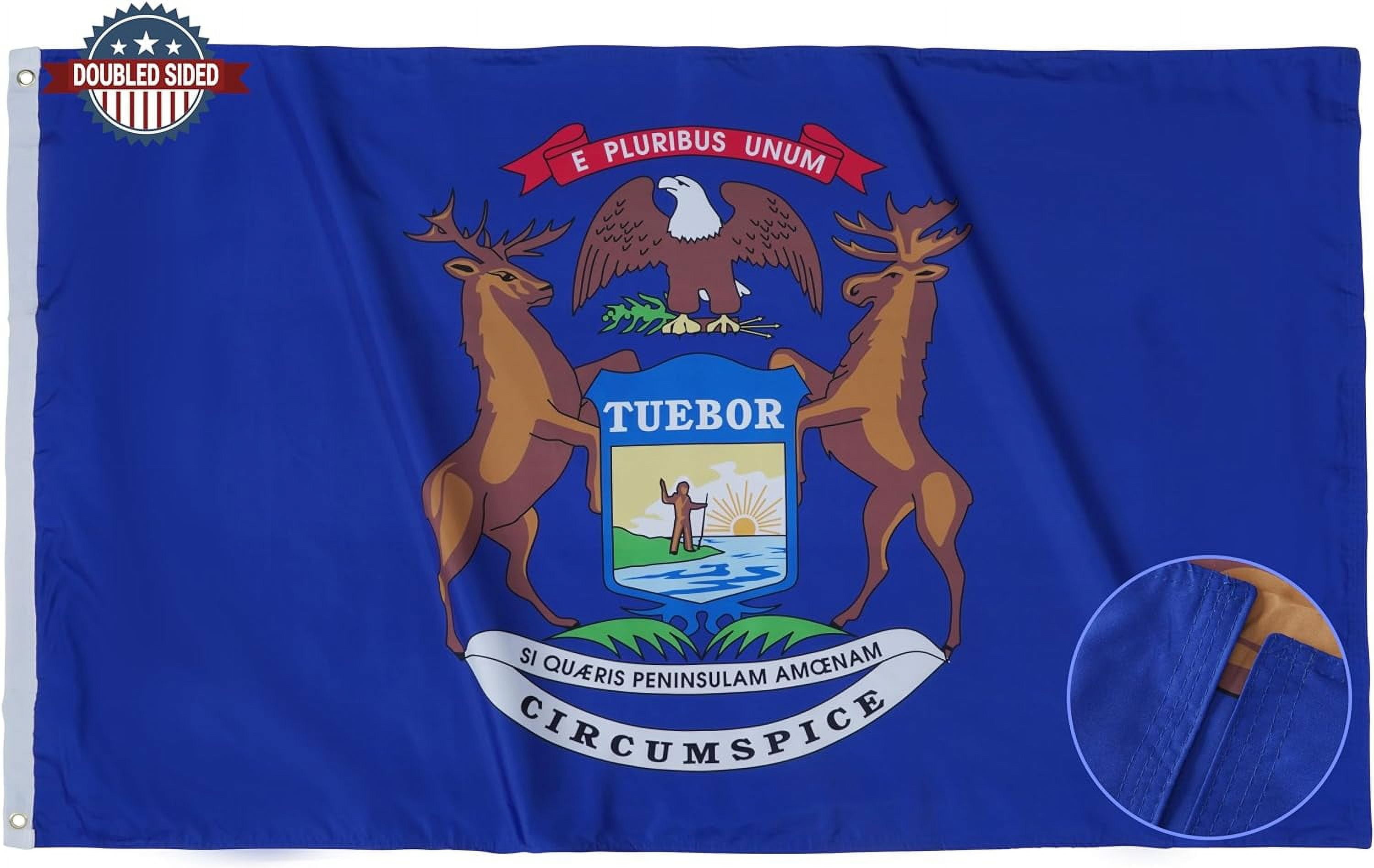 Michigan Flag 3x5 Double Sided and 3 Ply MI State Flags Heavy Duty for ...