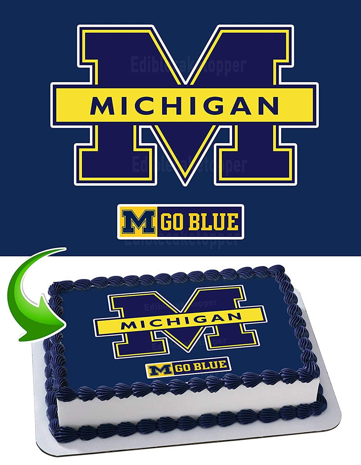 Michigan Go Blue! Edible Cake Image Topper Personalized Birthday Party ...