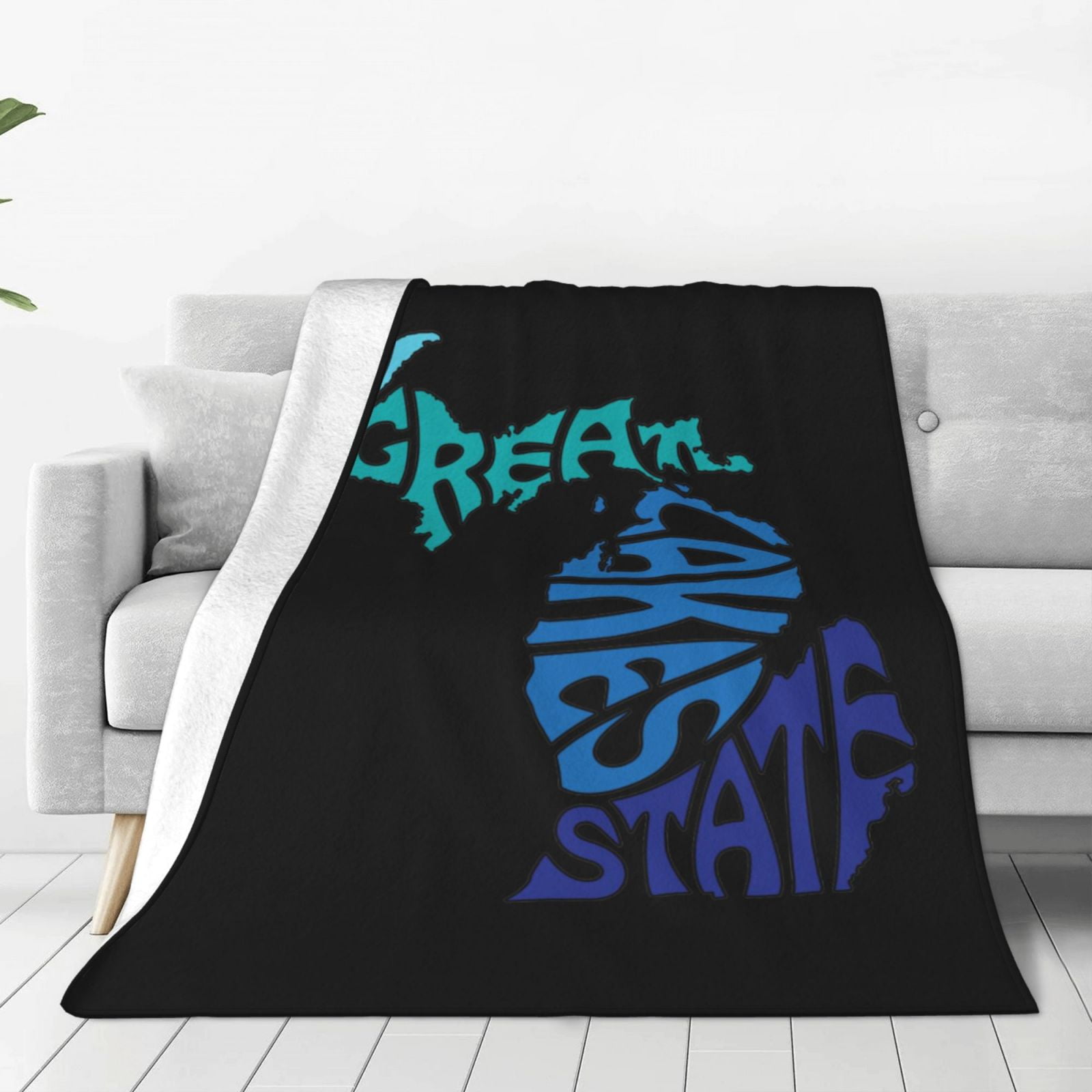 Michigan Great Lakes State Map Bed Blanket Fleece Throw Blankets Sofa ...
