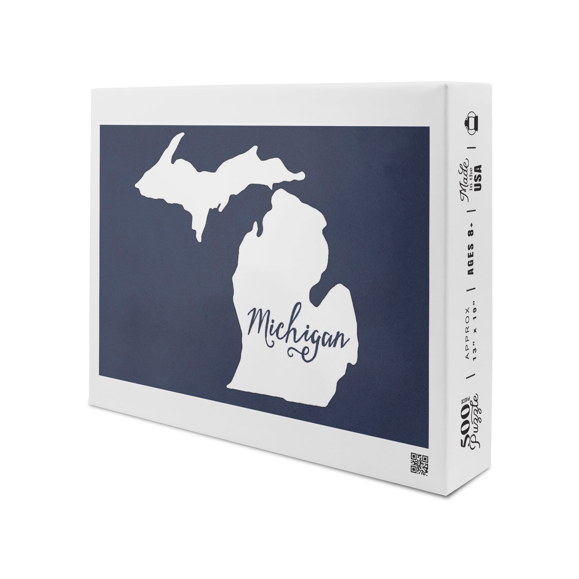 Michigan, Home State, White on Navy (19x27 inches, Premium 500 Piece ...