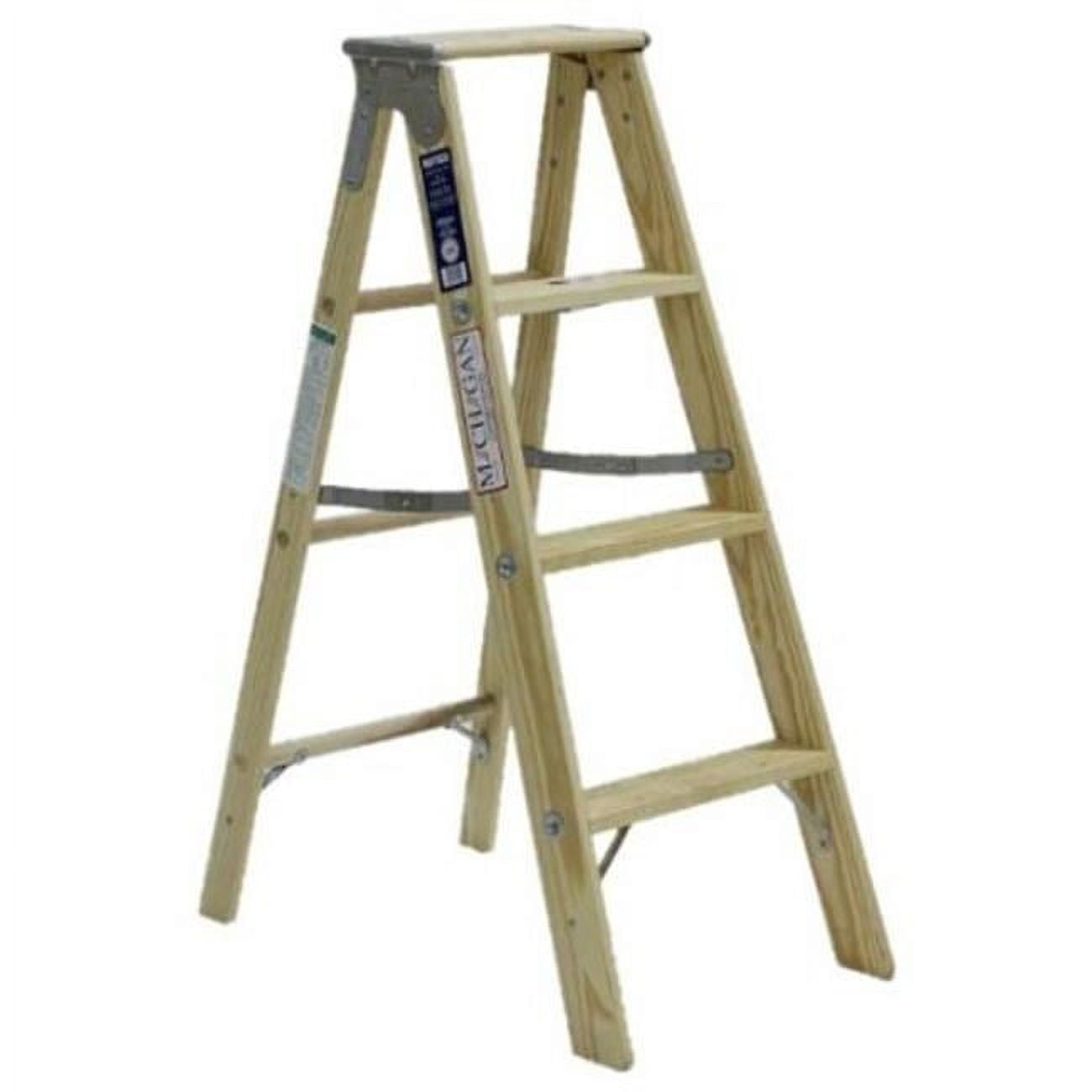 Michigan Ladder 131104 4 ft Michigan Stocky Wood Step Ladder - Walmart.com