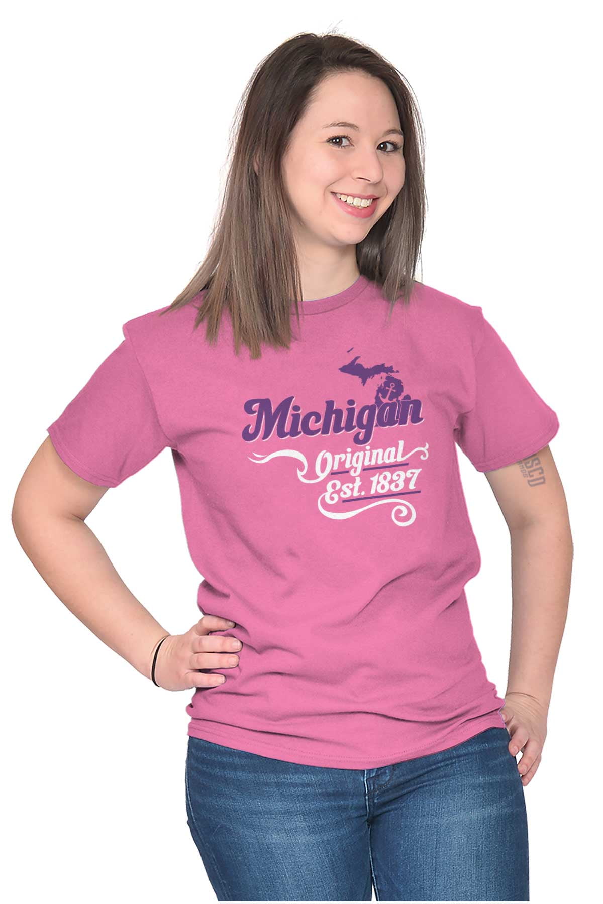 Michigan MI Cute State Shape Filagree Women Plus Size Graphic Tee Tees ...