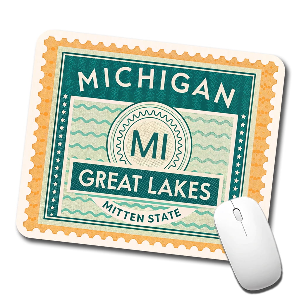Michigan MI Great Lakes Mitten State Travel Vacation Stamp Mouse Pad ...