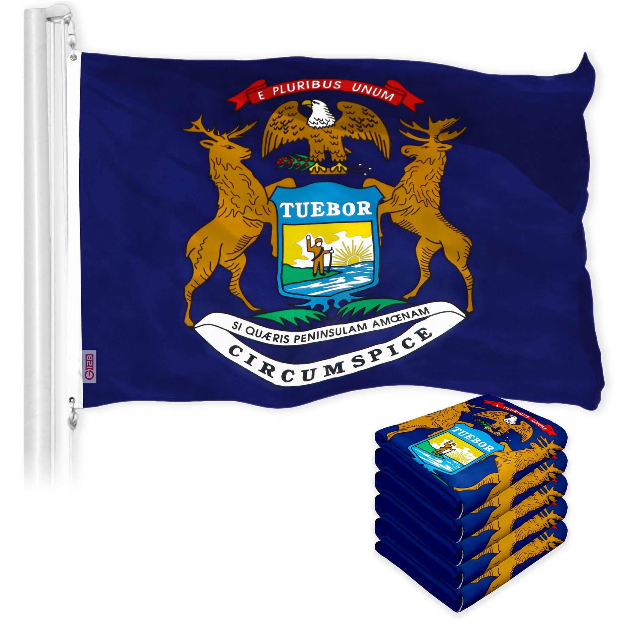 Michigan MI State Flag 3x5FT 5-Pack 150D Printed Polyester By G128 ...