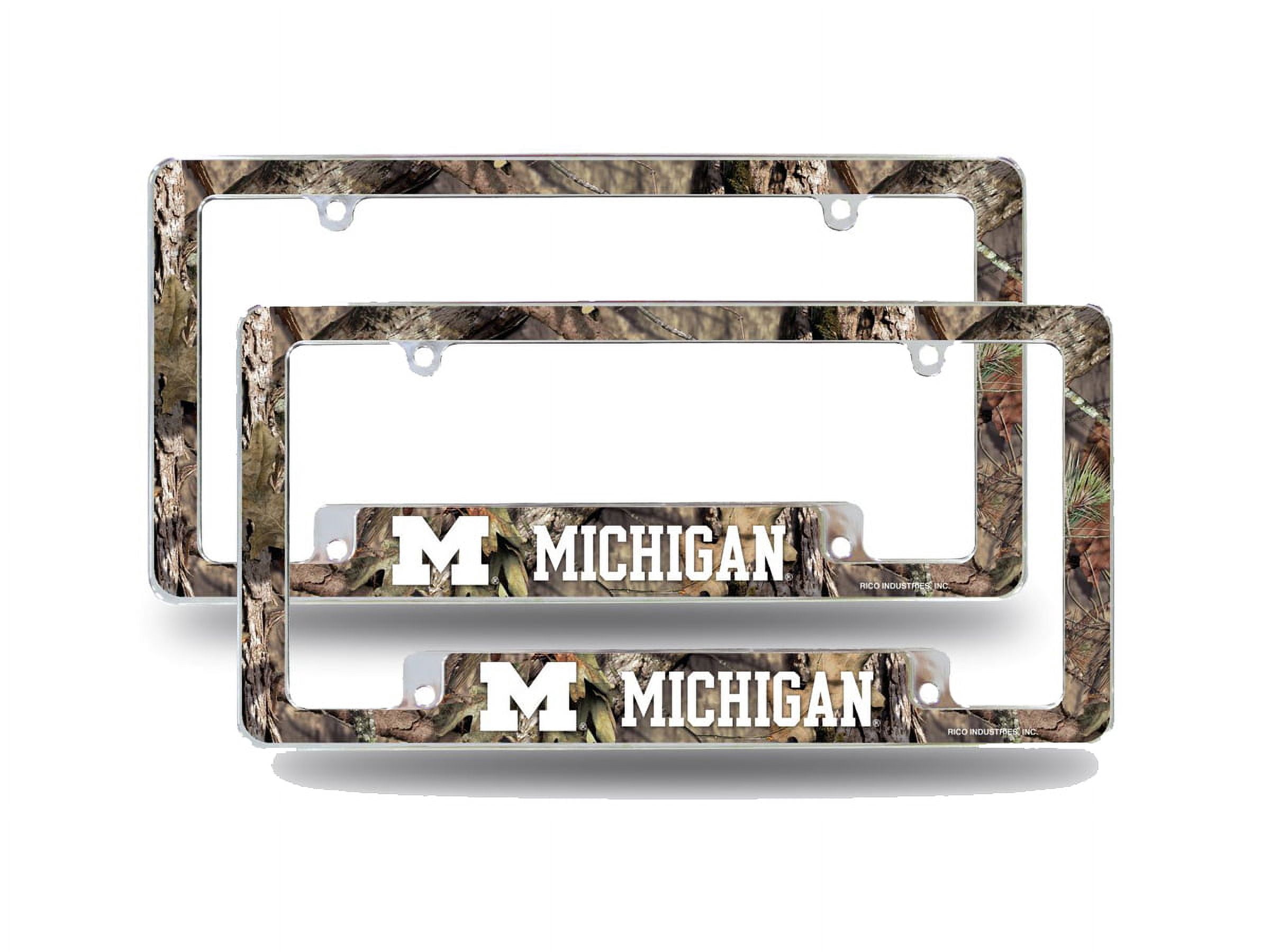Michigan NCAA Wolverine's Chrome Metal (Set of 2) License Plate Frames ...