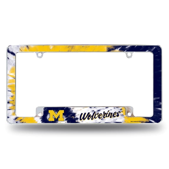 Michigan-Wolverine's Chrome Metal License Plate Frame with Tie Dye ...