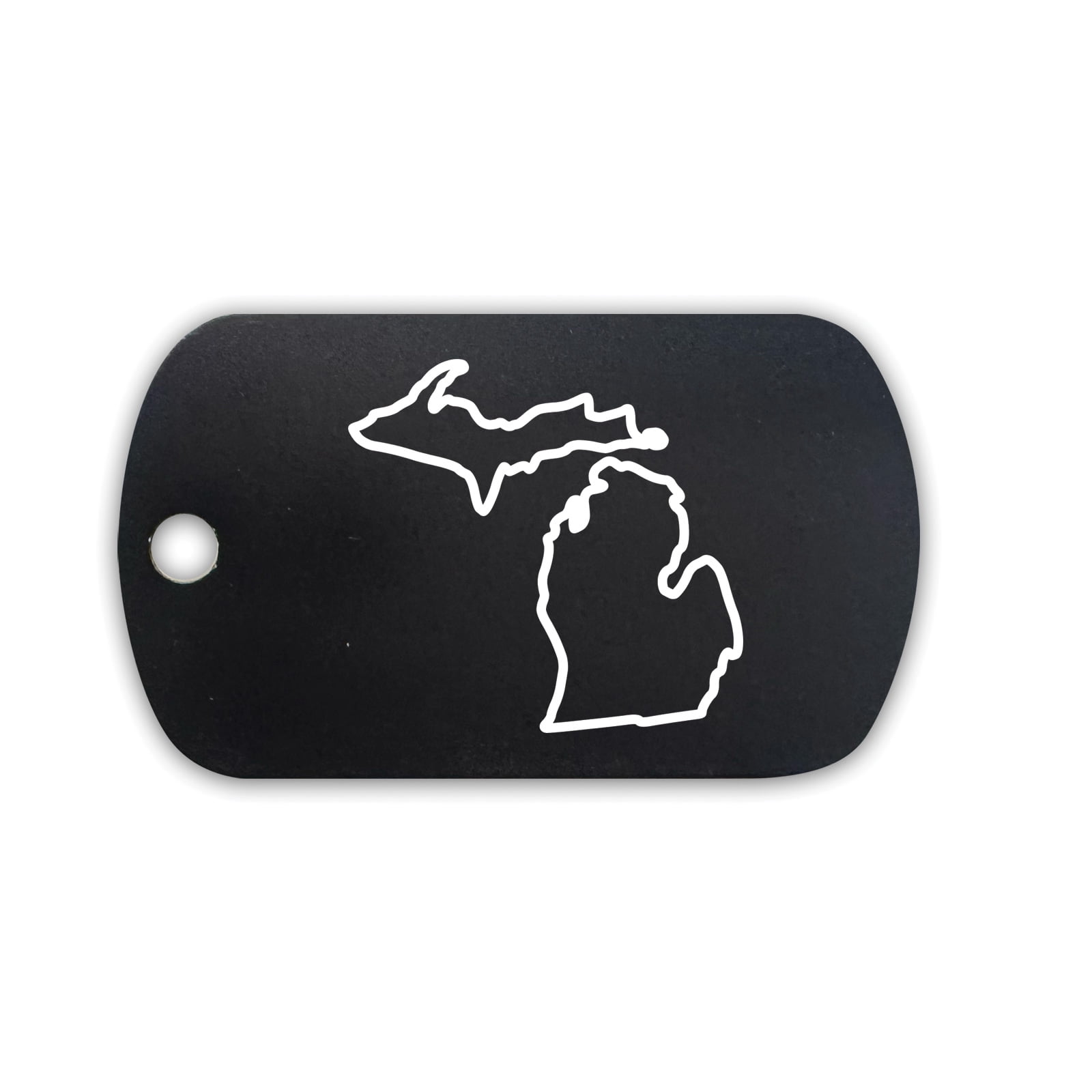 Michigan Outline GI Dog Tag Aluminum Keychain mi - Black - Walmart.com