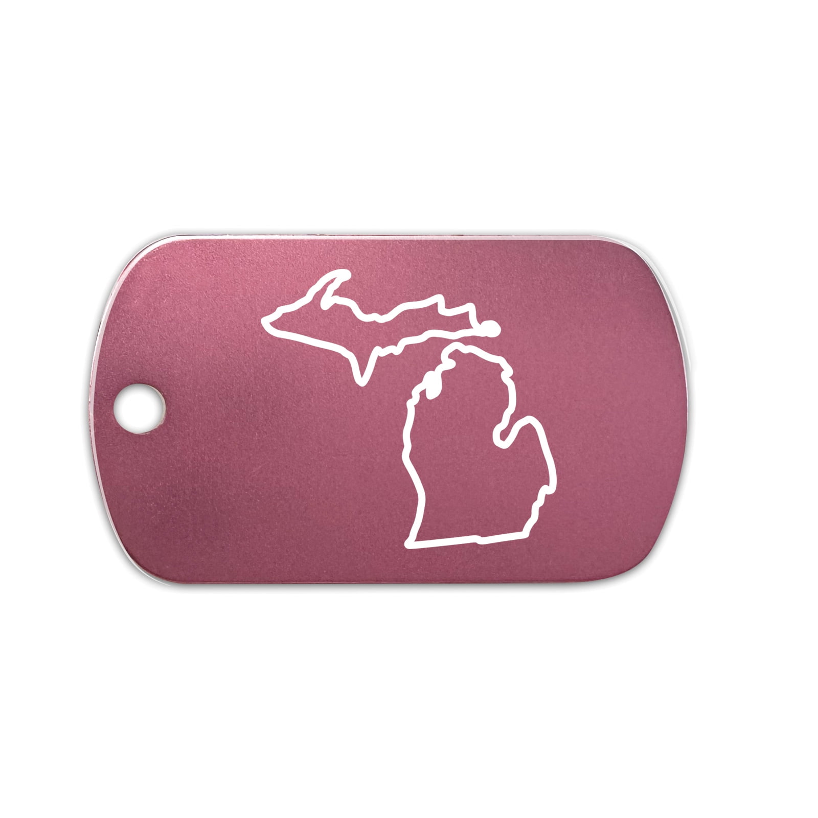 Michigan Outline GI Dog Tag Aluminum Keychain mi - Pink - Walmart.com
