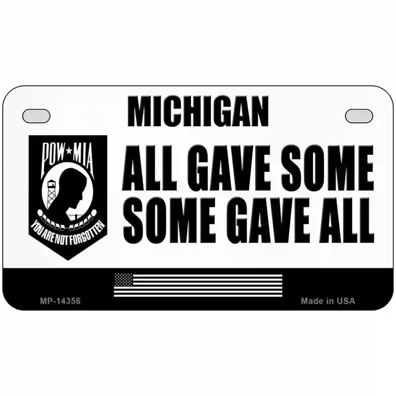Michigan POW MIA Some Gave All Novelty Metal License Plate 7" x 4 ...