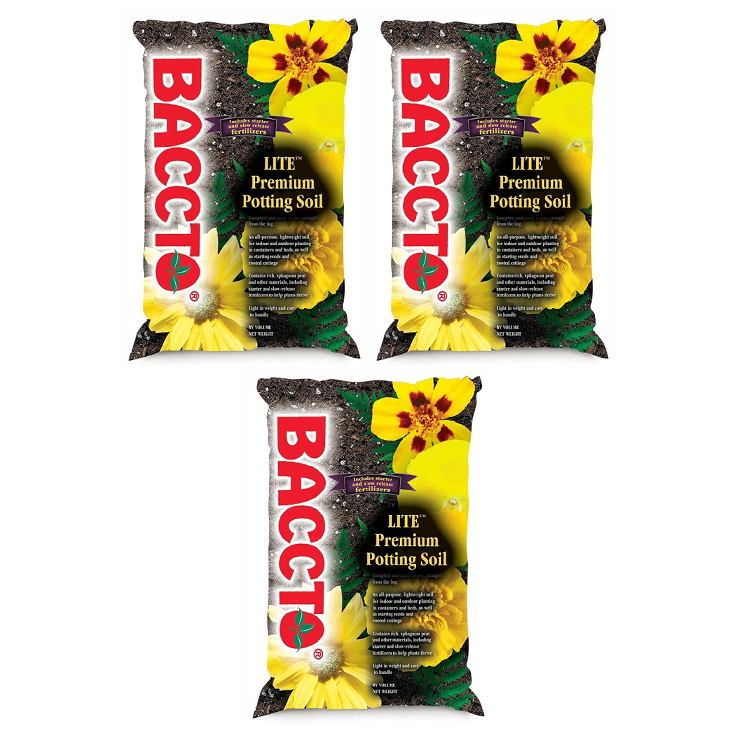 Michigan Peat Baccto Lite Premium Outdoor Potting Soil, 20 Quart (3 ...