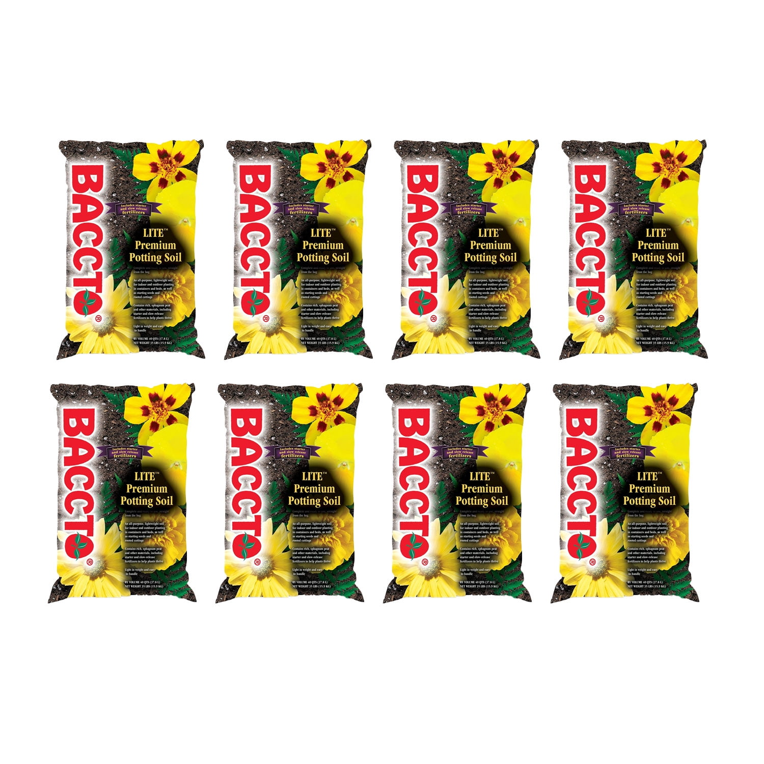 Michigan Peat Baccto Lite Premium Potting Soil, 40 qt / 35 lb Bag (8 ...