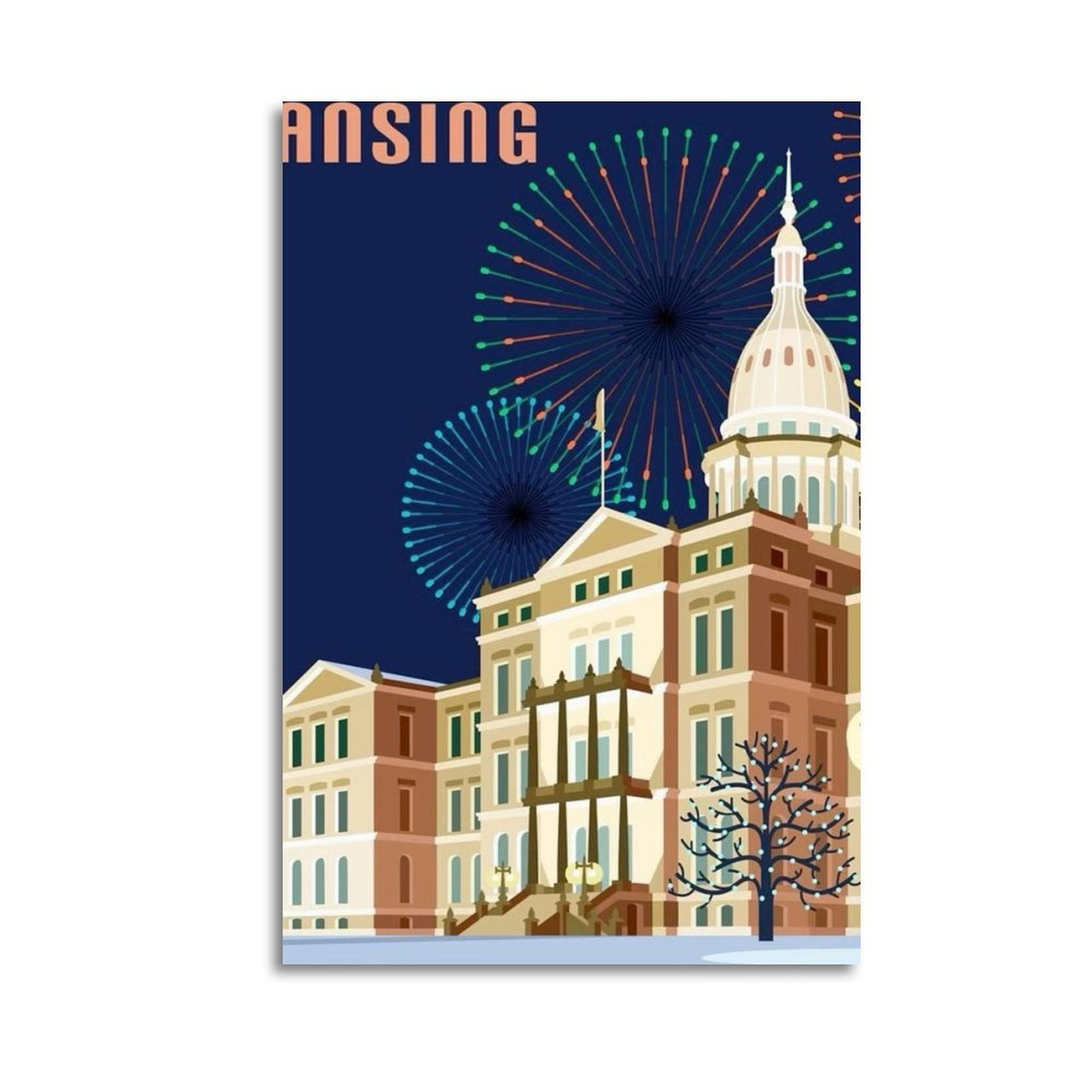 Michigan Poster Decoration Vibrant High-end Wall Posters Retro Room ...