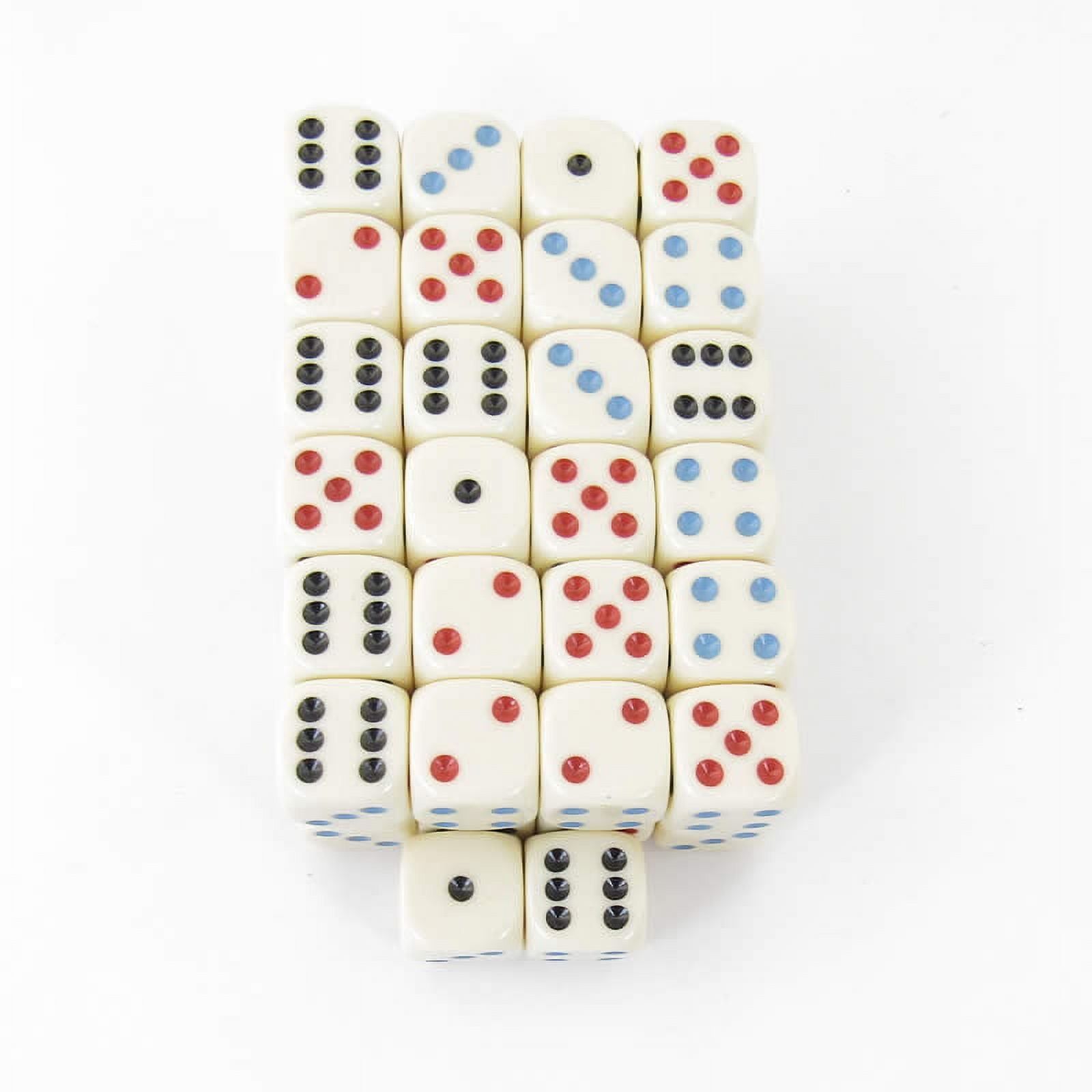 Michigan Red Eye Ivory Dice with 3 Color Pips Rounded Corners 16mm (5 ...