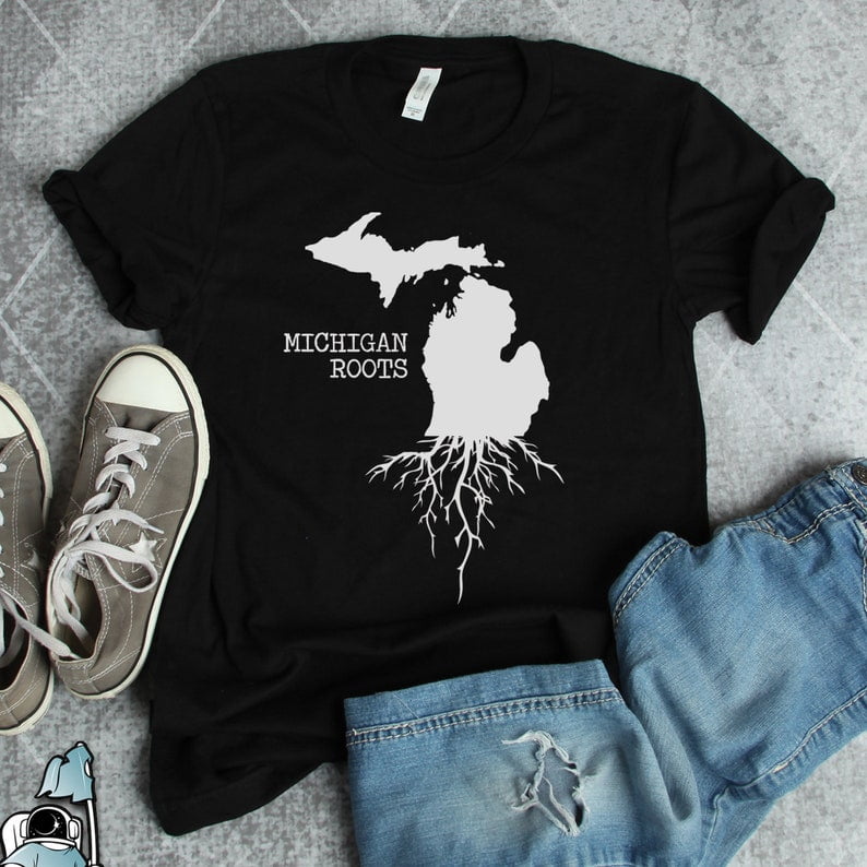Michigan Roots Tee - American State MI Map Print Gift Shirt - Walmart.com