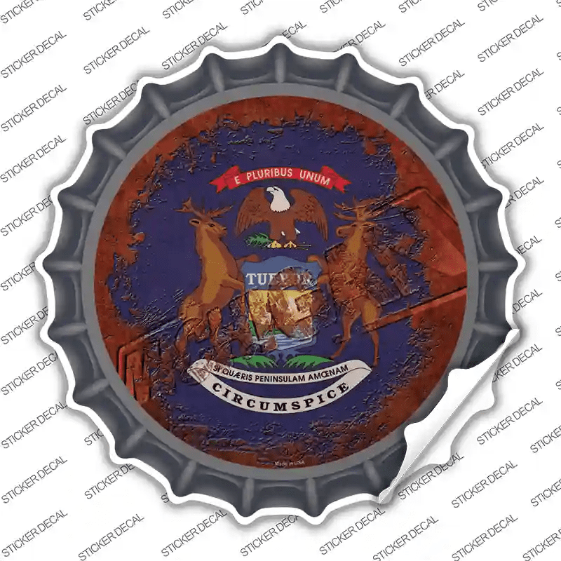 Michigan Rusty Stamped Novelty Bottle Cap Sticker DecalSmall - Walmart.com