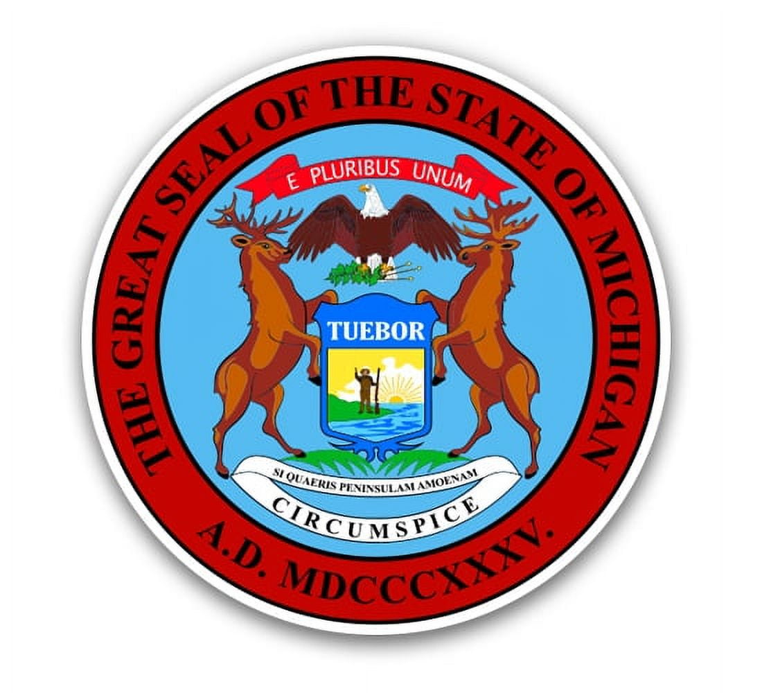 Michigan Seal - 8" Vinyl Sticker - For Car Laptop I-Pad - Waterproof ...