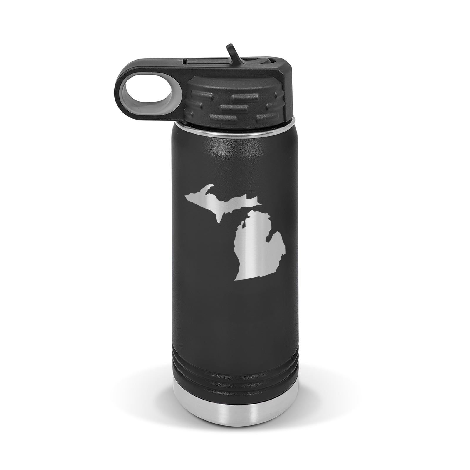 Michigan Shaped Water Bottle 20 oz - Laser Engraved w/ Flip Top ...