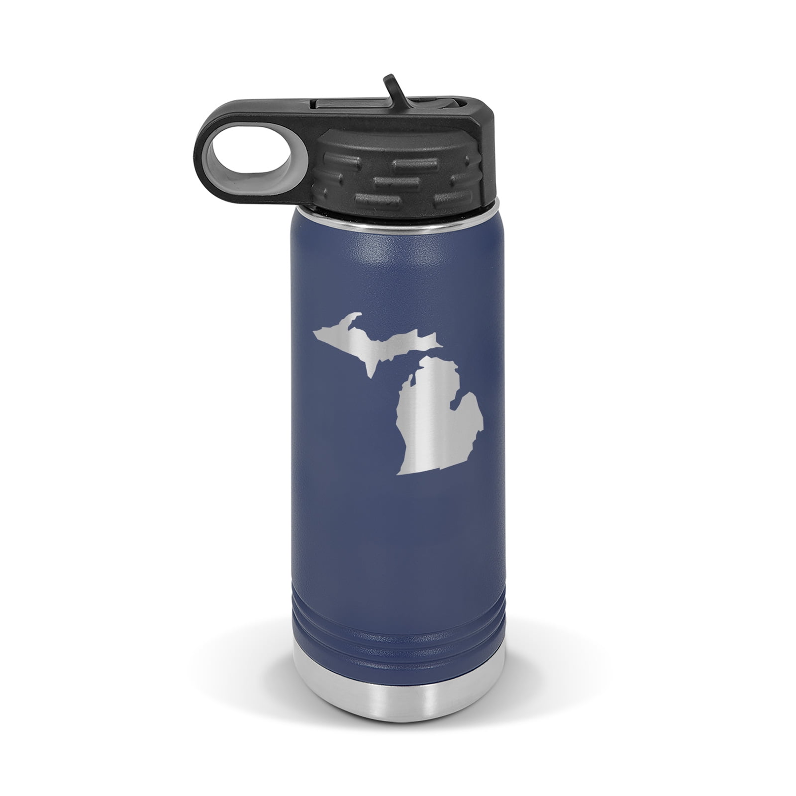 Michigan Shaped Water Bottle 20 oz - Laser Engraved w/ Flip Top ...