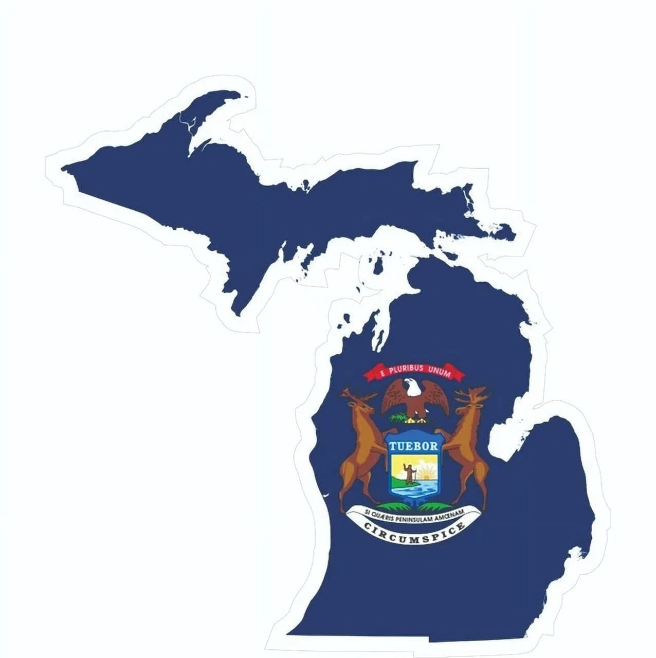 Michigan State Map Outline With Flag Sticker, Vacation Sticker Phone ...