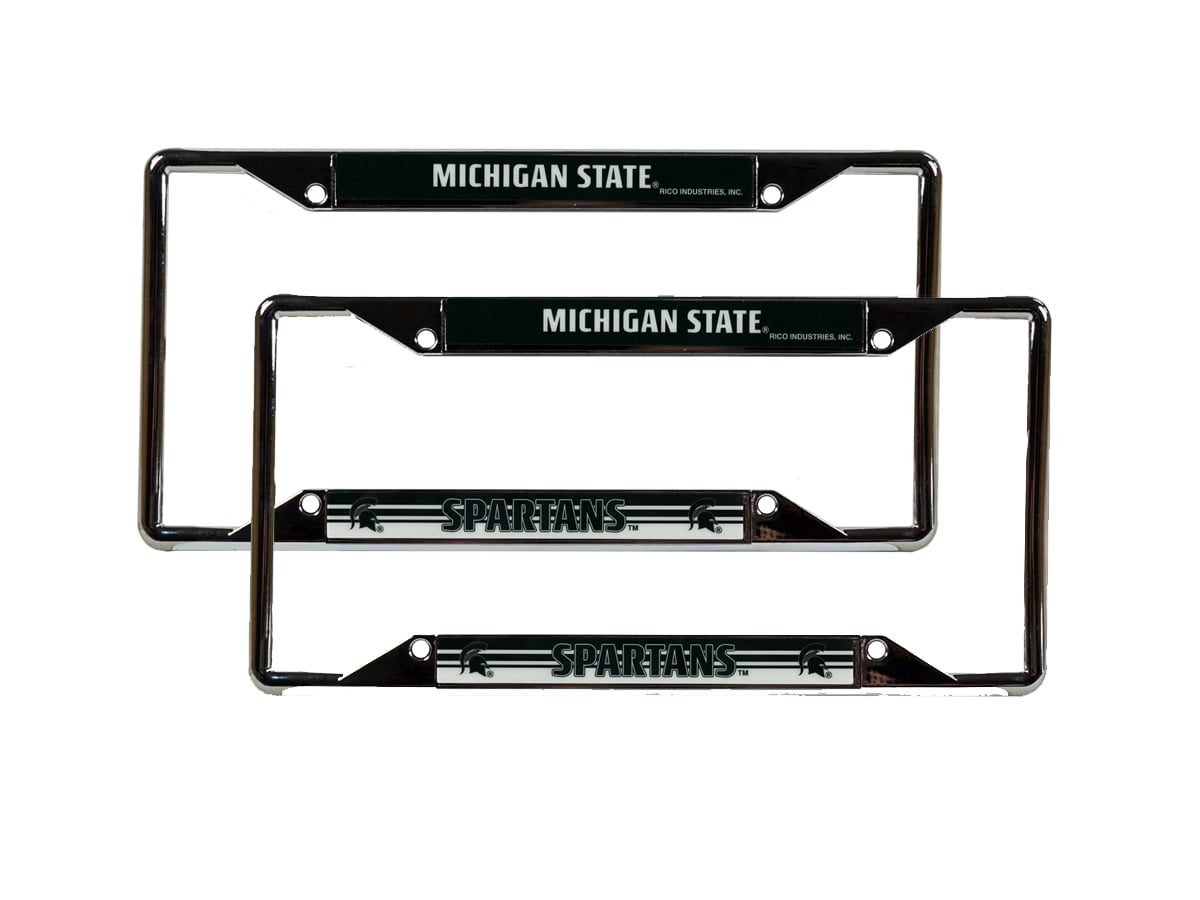 Michigan State NCAA Spartan's Chrome (2) EZ View License Plate Frame ...