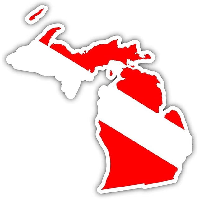 Michigan State Shaped Scuba Diver Scuba Diving Dive Down Flag Bumper ...