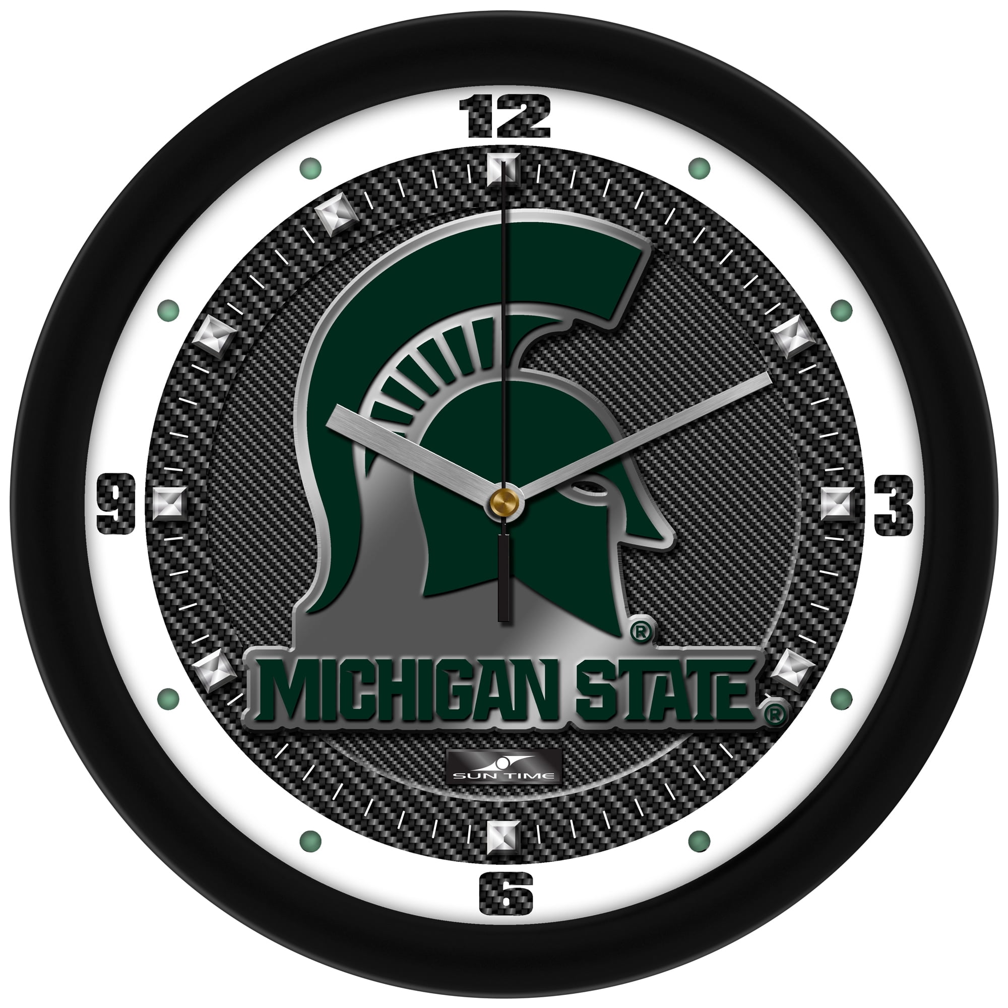 Michigan State Spartans 11.5'' Suntime Premium Glass Face Carbon Fiber ...