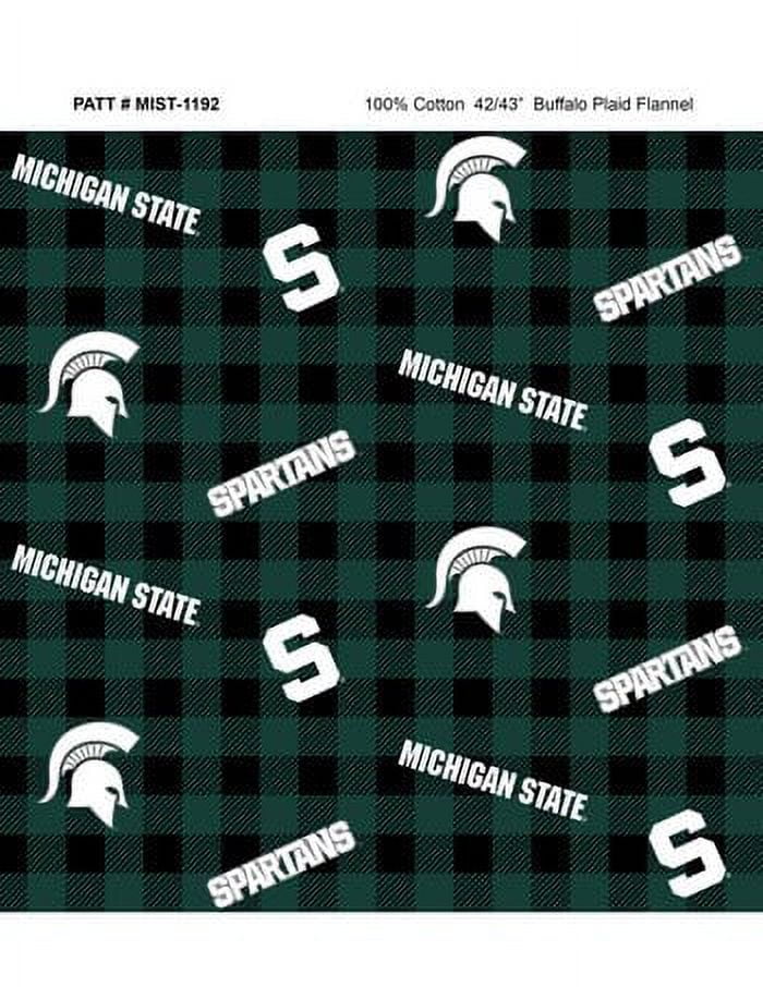 Michigan State Spartans Flannel Fabric with Check Pattern-Sold by the ...