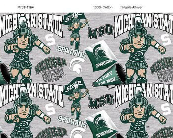 Michigan State University Cotton Fabric on Heather Grey ground with ...