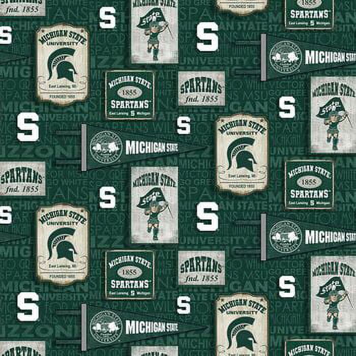 Michigan State University Cotton Fabric with Vintage Pennant Design ...