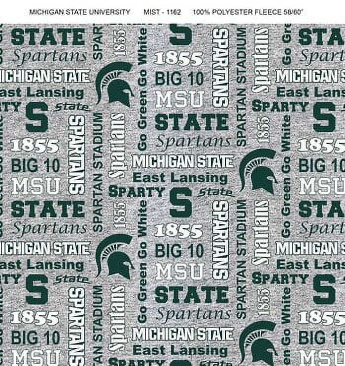 Michigan State University Fleece Fabric with Verbaige Pattern-Sold by ...