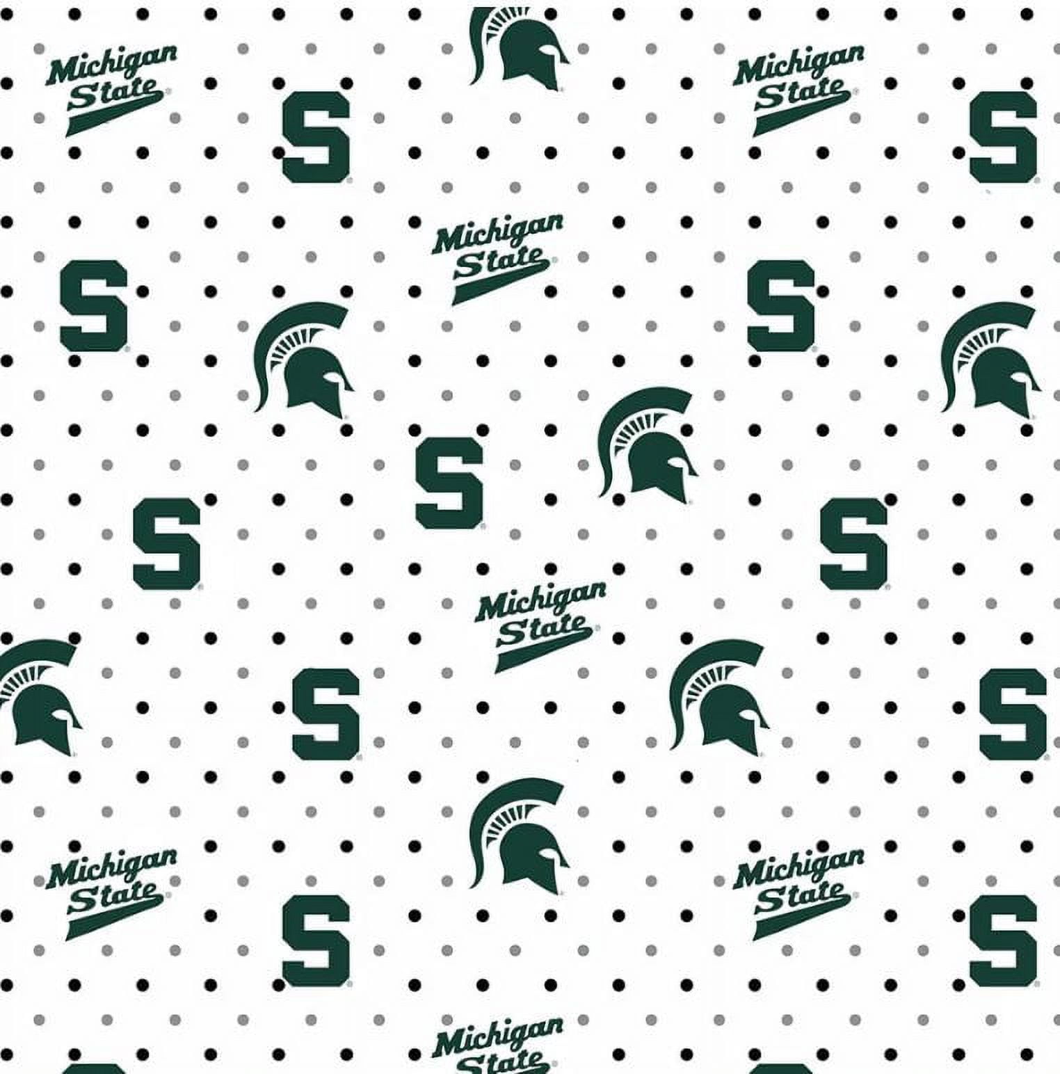 Michigan State University Spartans Cotton Fabric with White Polka Dot ...