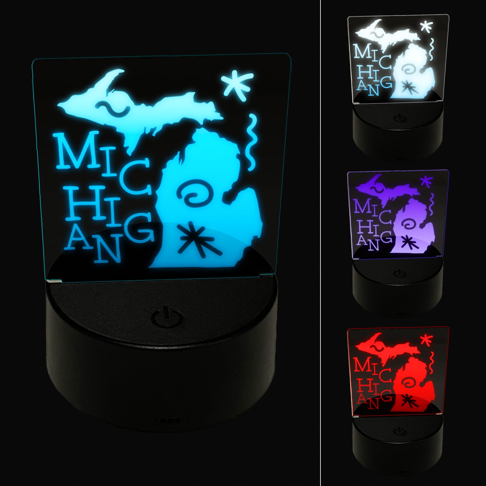 Michigan State with Text Swirls LED Night Light Sign 3D Illusion Desk ...