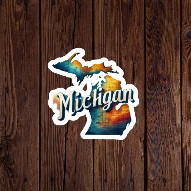 Michigan Sticker American Flag State Outline Novelty Laptop Car Sticker ...