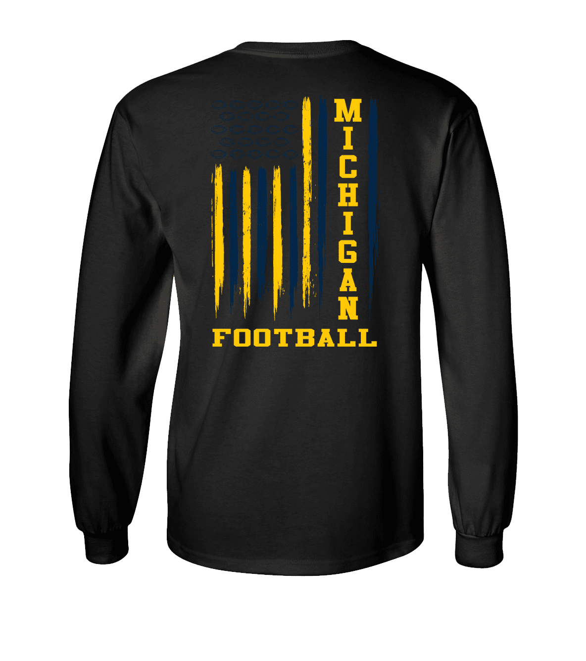 Michigan Team Colors Football American Flag Unisex Long Sleeve T-shirt ...