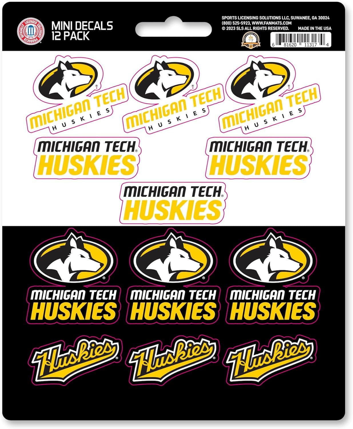 Michigan Tech University Huskies 12-Piece Mini Decal Sticker Set, 5x6 ...