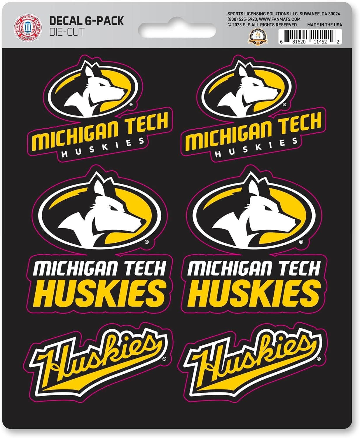 Michigan Tech University Huskies 6-Piece Decal Sticker Set, 5x6 Inch ...