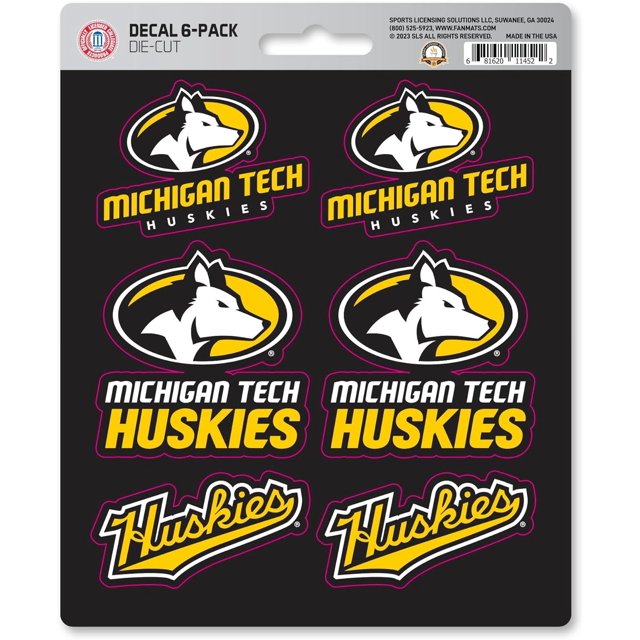 Michigan Tech University Huskies 6-Piece Decal Sticker Set, 5x6 Inch ...