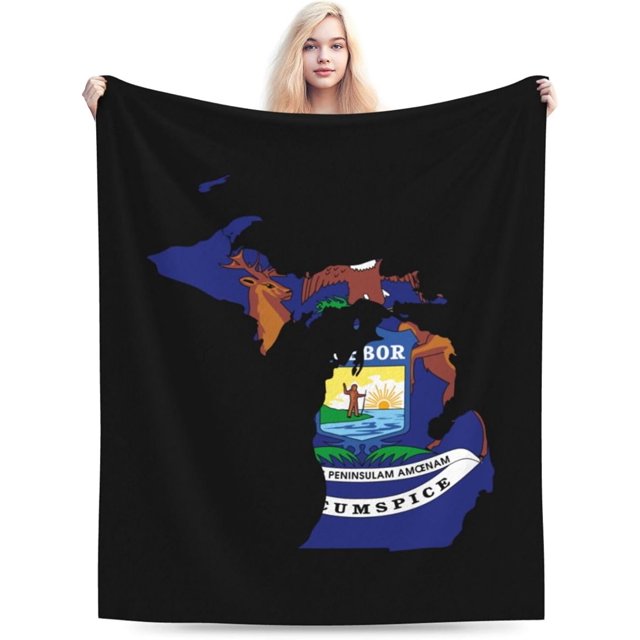 Michigan Terrain Map Throw Blanket for Men Women Couch Bed Sofa Throw ...