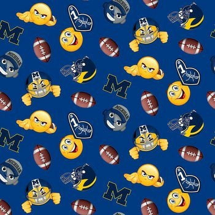 Michigan University Wolverines Emoji Fleece Fabric 58" by the yard ...