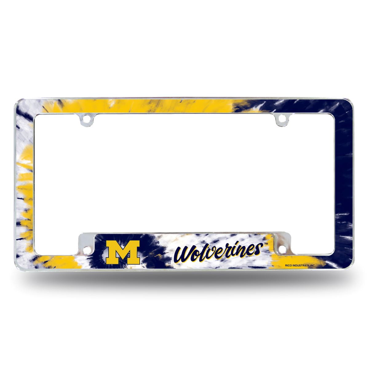Michigan-Wolverine's Chrome Metal License Plate Frame with Bold Tie Dye ...
