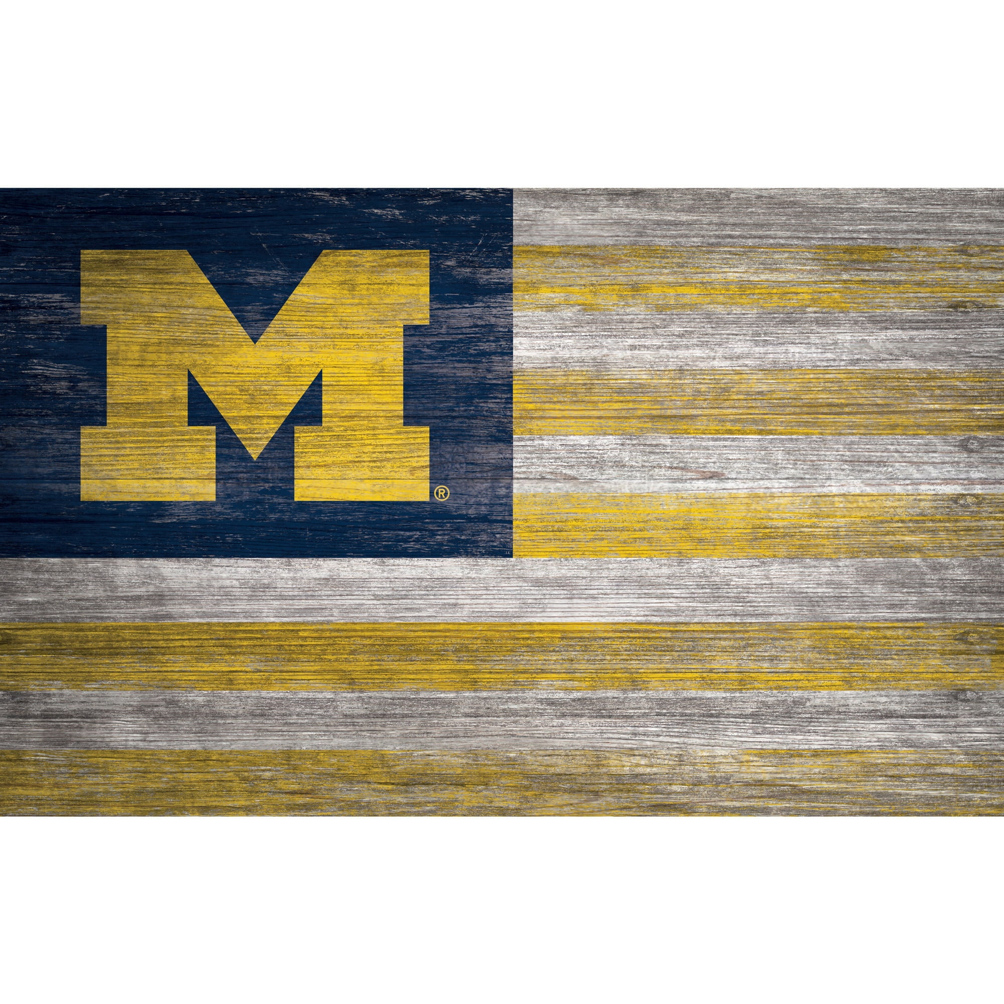 Michigan Wolverines 11'' x 19'' Distressed Flag Sign - Walmart.com